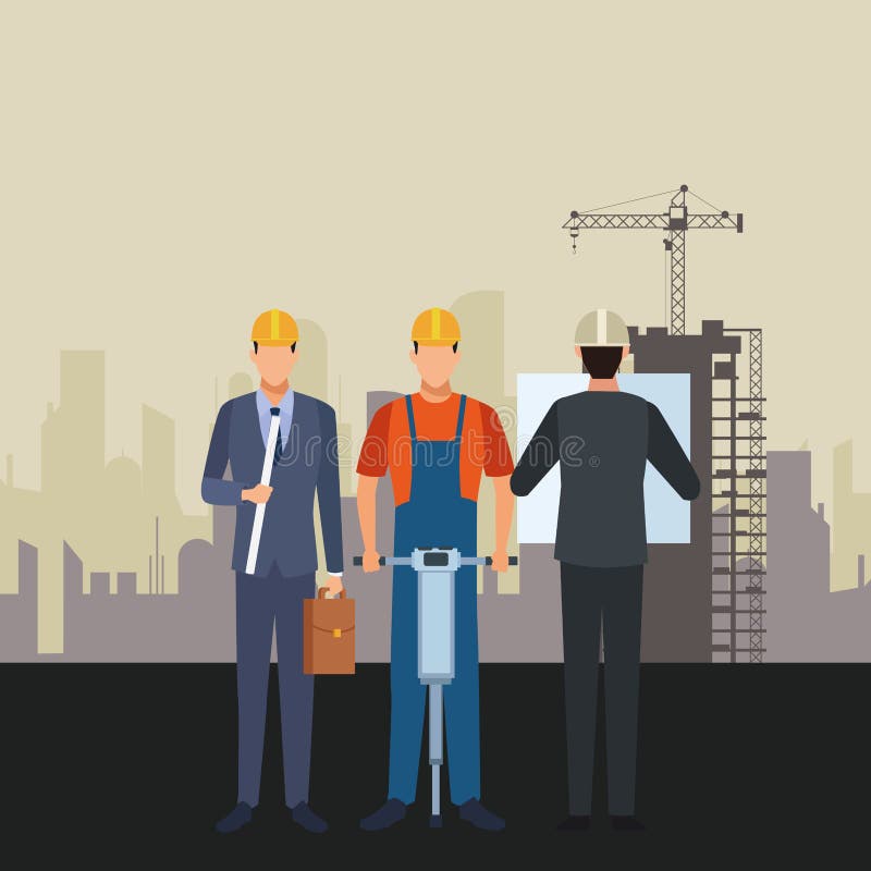 Construction Workers Workers Tools Stock Vector - Illustration of ...