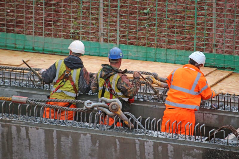 Construction Workers with a Bridge Beam Editorial Stock Photo - Image ...