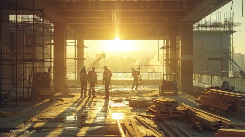 Construction Workers are Working on a Building the Sun is Shining ...