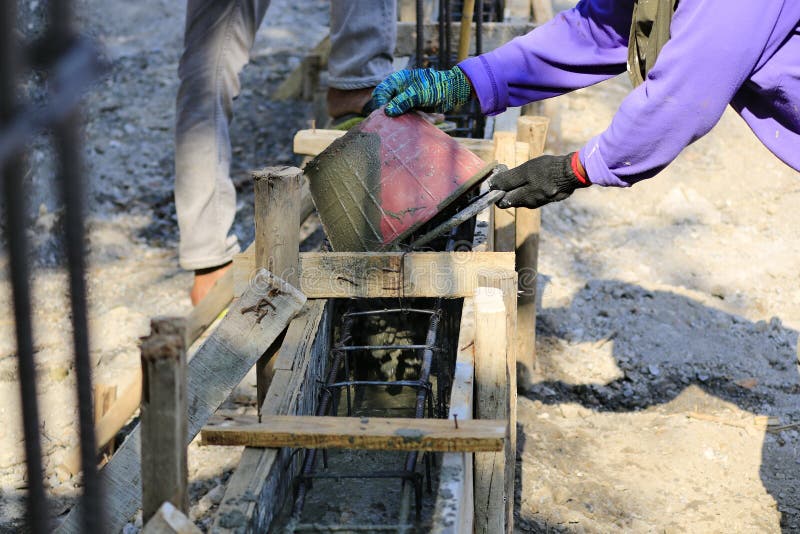 Construction Workers are Working on Concrete, Building Structures Stock ...