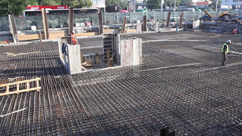 Construction Workers Building Walls with Aerated Concrete Blocks Stock ...