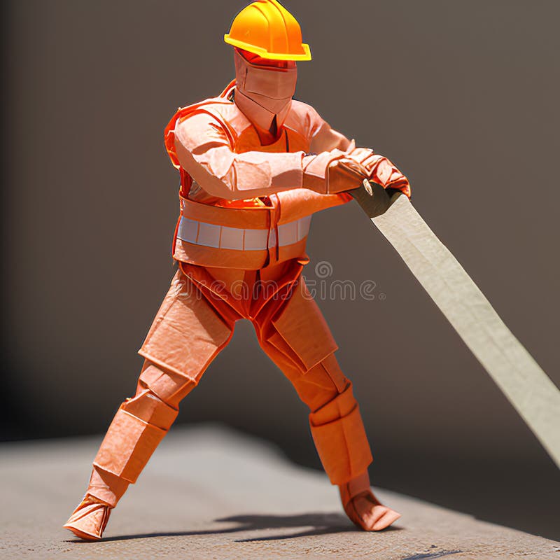 Construction Workers are Working at the Construction Site. Origami ...