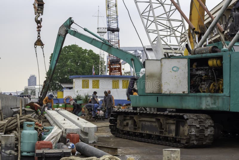 Construction Workers are Working Hard Editorial Photography - Image of ...