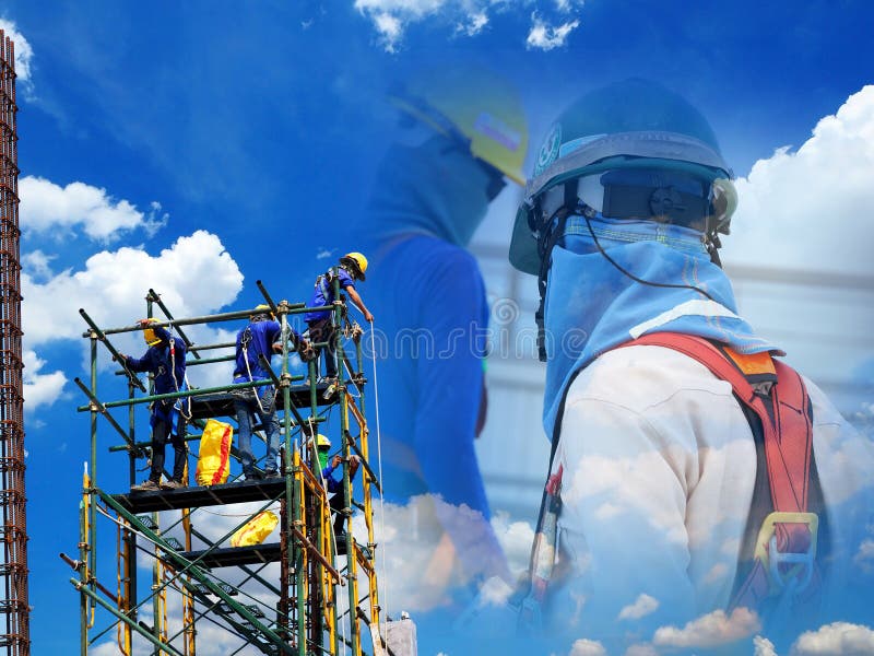 Man Working on the Working at Height. Stock Image - Image of fall ...