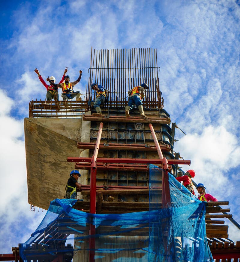 Construction Workers Working on Scaffolding Editorial Stock Image ...