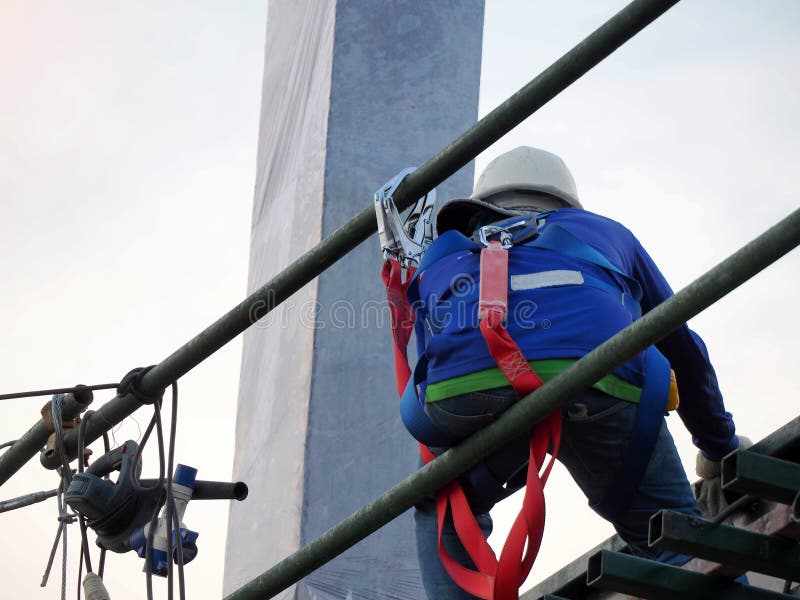 Man Working on the Working at Height on Construction Stock Image ...