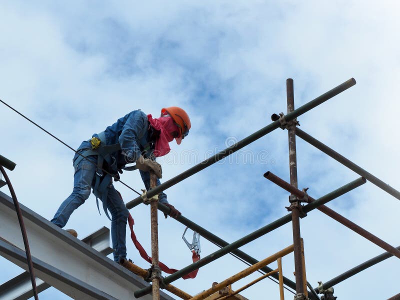 Welding Work, Worker with Protective Welding Stock Photo - Image of ...