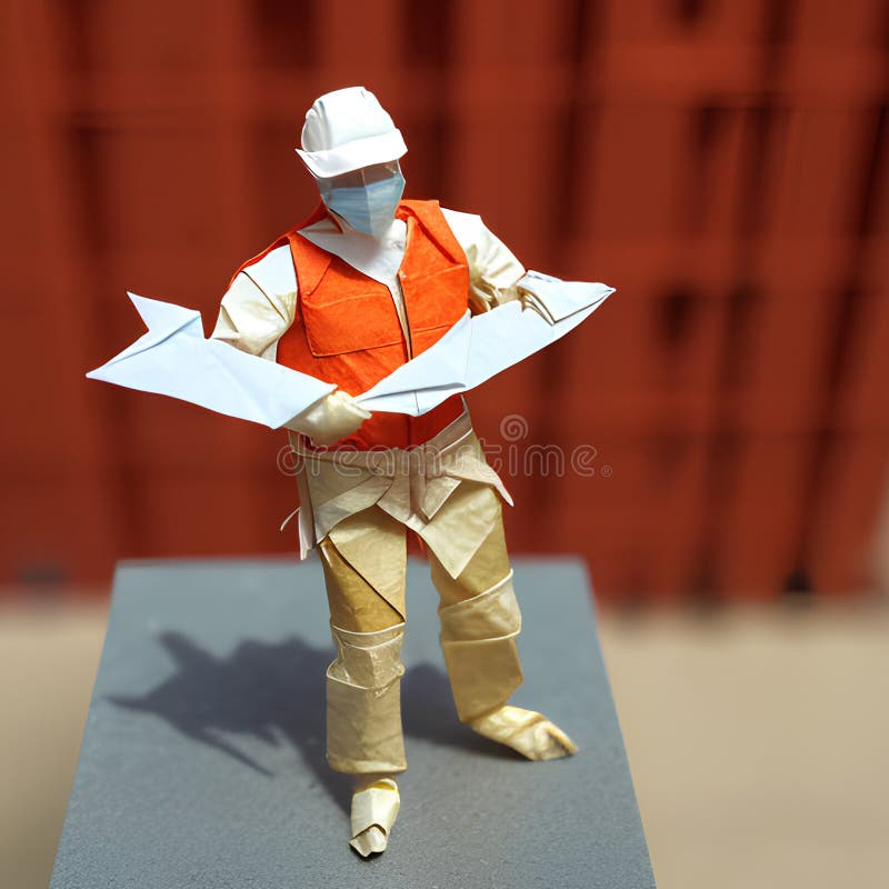 Construction Workers are Working at the Construction Site. Origami ...