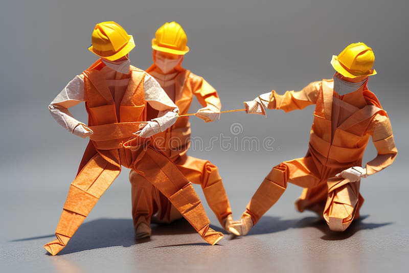 Construction Workers are Working at the Construction Site. Origami ...
