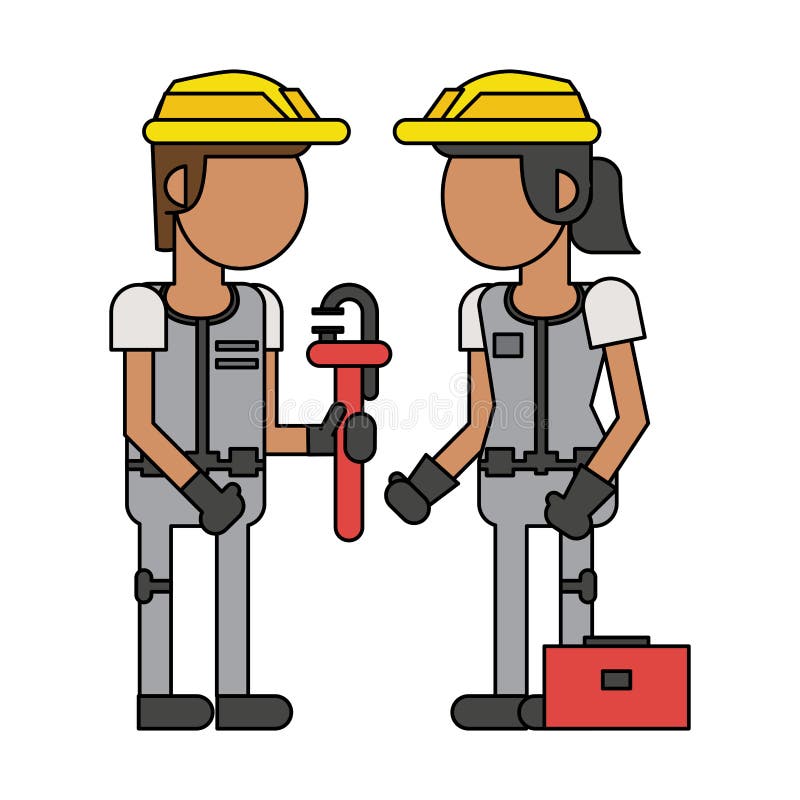 Construction Workers with Tools Cartoons Faceless Stock Vector ...