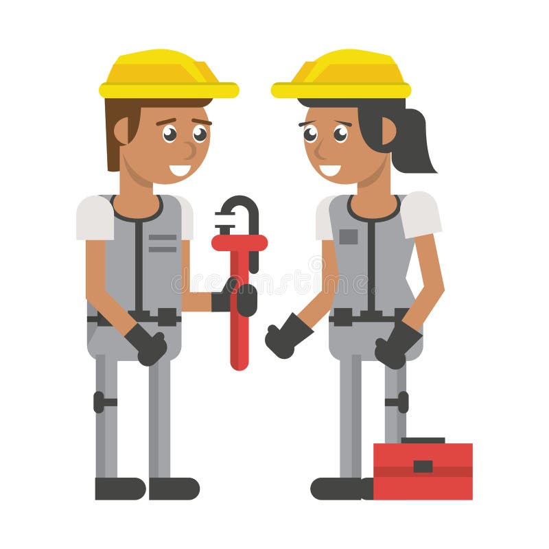 Construction Workers with Tools Cartoons Stock Vector - Illustration of ...