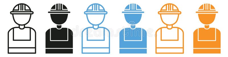 Construction Workforce Icon with Safety Helmet for Architect and ...