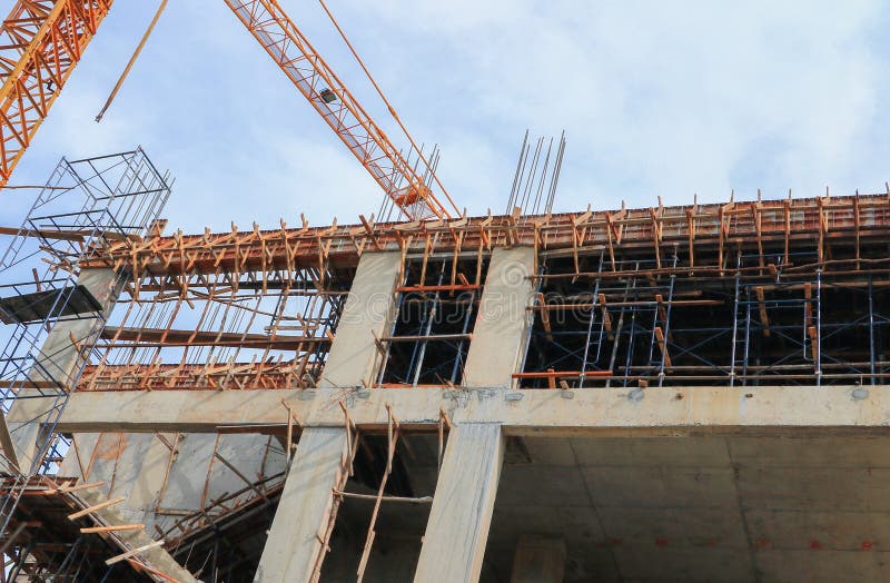 Construction in Working on High Ground Building in Site Workplace Stock ...