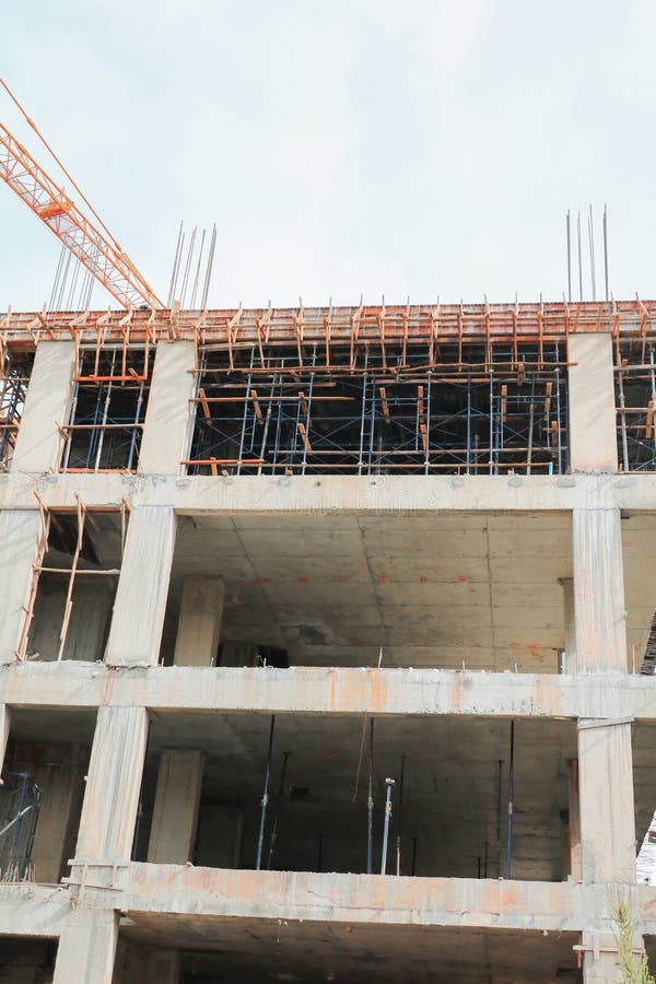 Construction in Working on High Ground Building in Site Workplace Stock ...