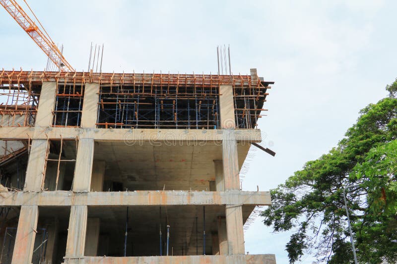 Construction in Working on High Ground Building in Site Workplace Stock ...