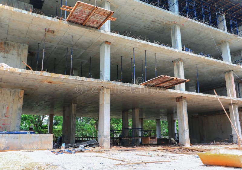 Construction in Working on High Ground Building in Site Workplace Stock ...