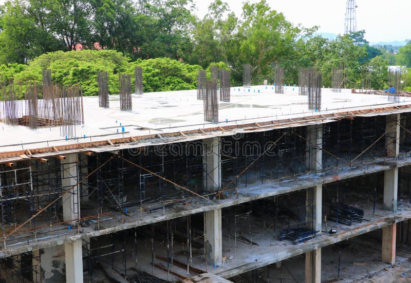 Construction in Working on High Ground Building in Site Workplace Stock ...