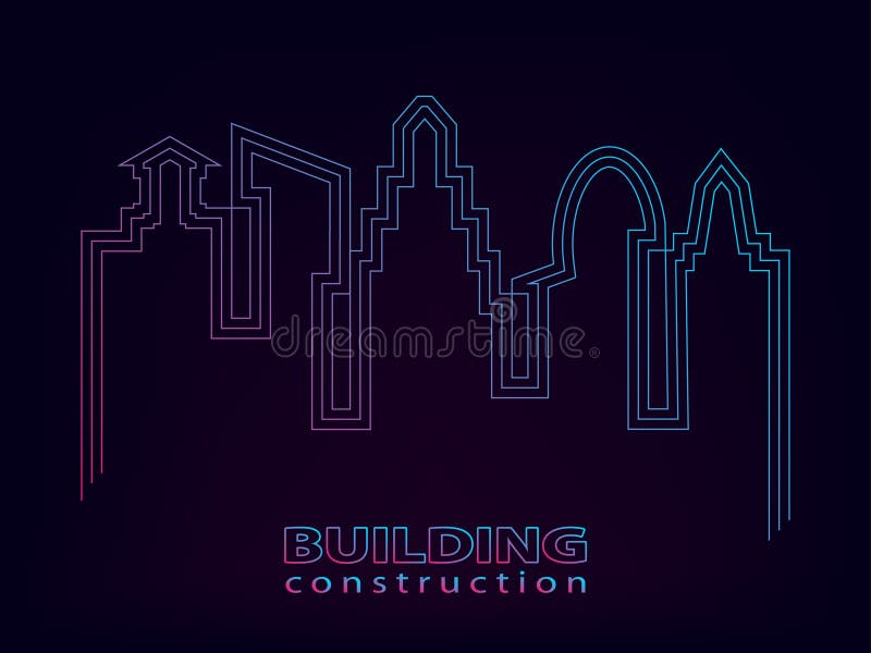 Construction Working Industry Concept on Dark Blue Background. Building ...