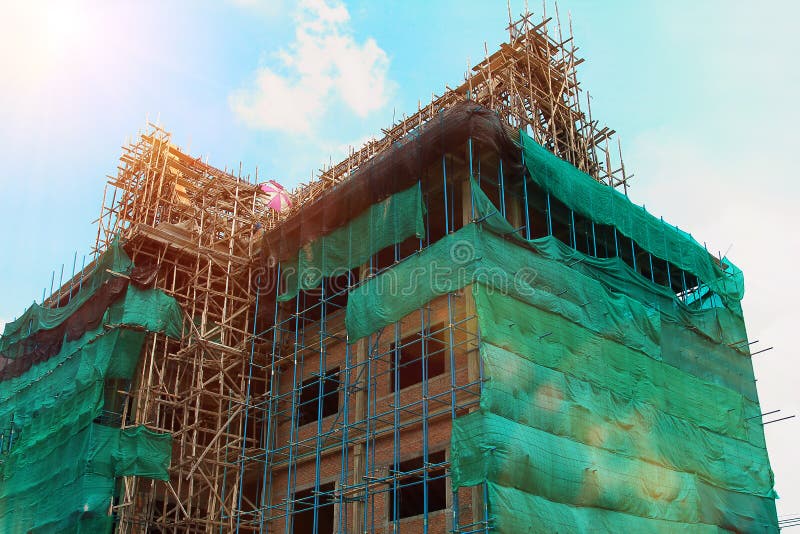 Construction with Working Site Area,scaffolding with Building ...