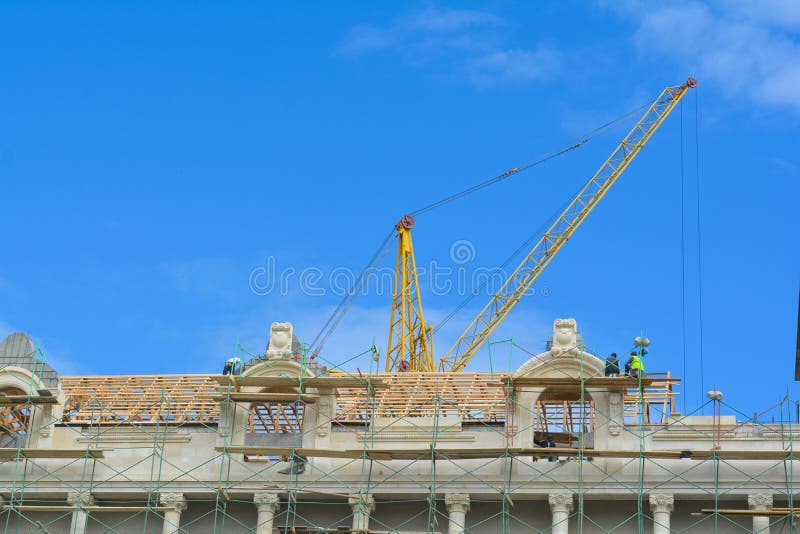 Construction Works on the Building, Facing Stock Image - Image of ...