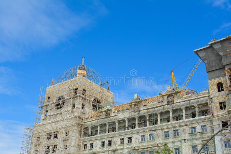 Construction Works on the Building, Facing Stock Photo - Image of ...