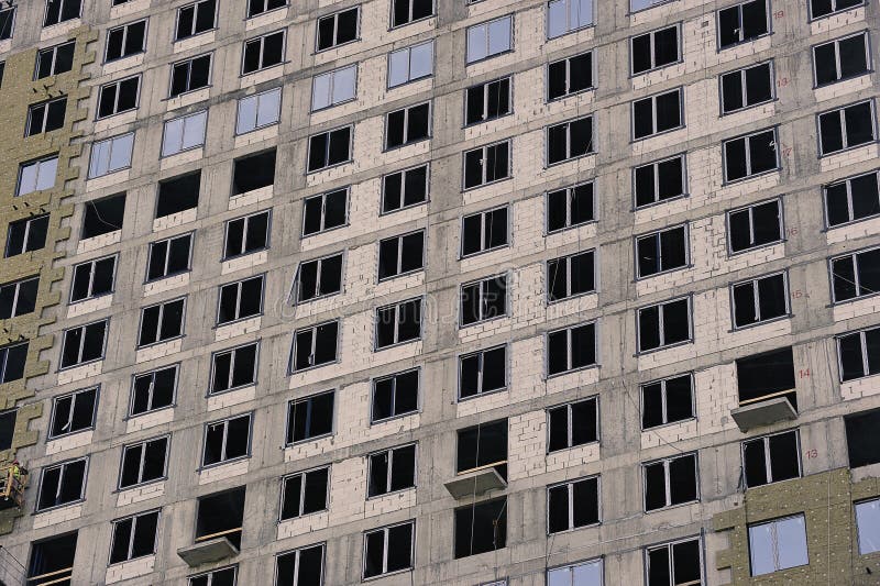 Construction Works - Facade of a House Under Construction in Moscow, Russia Editorial Image ...