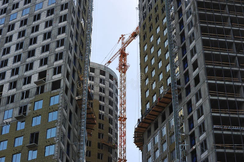Construction Works - Facade of a House Under Construction in Moscow, Russia Editorial Image ...