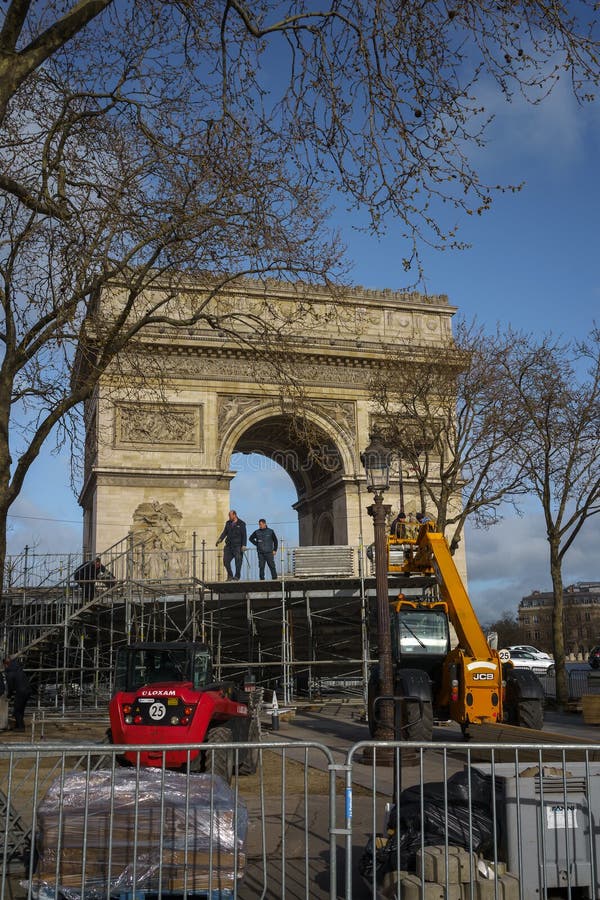 Construction Works in Front of the Arc De Triomphe in Paris, France ...