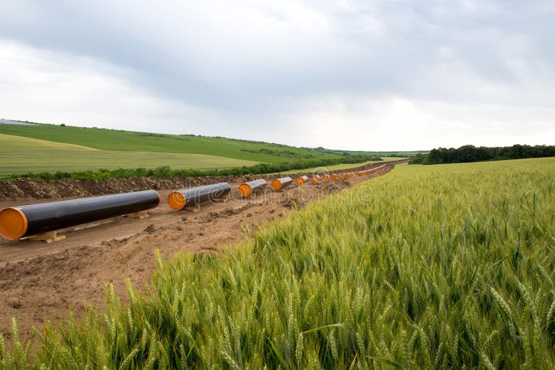 Construction Works for Laying the Pipe of Gas Pipeline. Stock Image ...