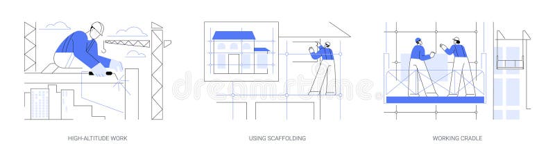 Construction Works at Height Abstract Concept Vector Illustrations ...