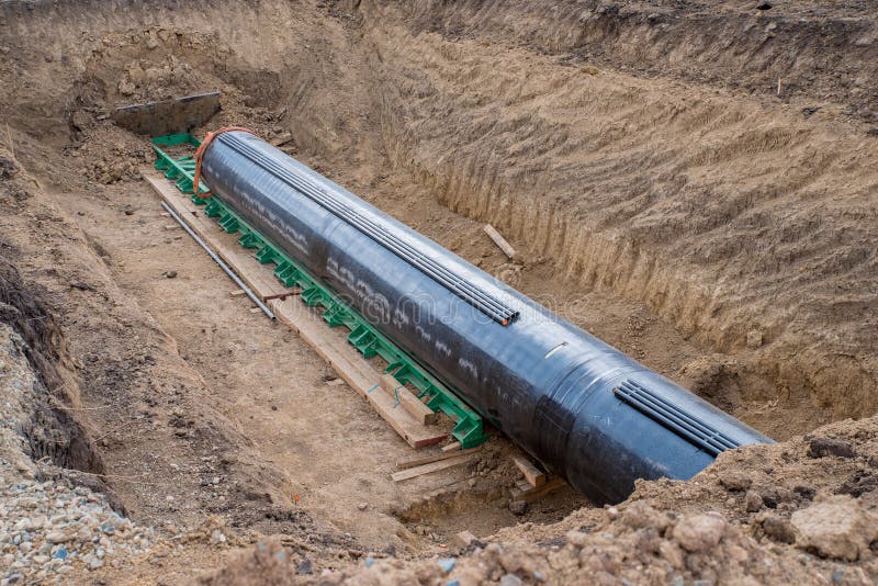Construction Works for Laying the Pipe. Stock Image - Image of project ...