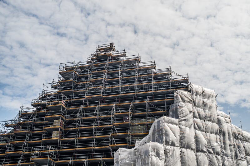 Construction Works with Scaffolding Editorial Stock Image - Image of ...