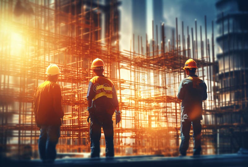 Engineer and Foreman Worker Team with Blueprints Checking Project at ...