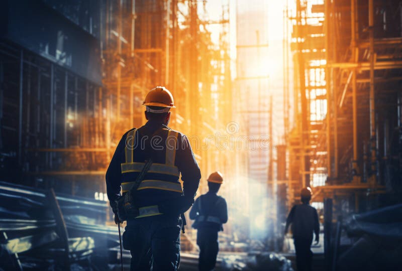 Engineer and Foreman Worker Team with Blueprints Checking Project at ...