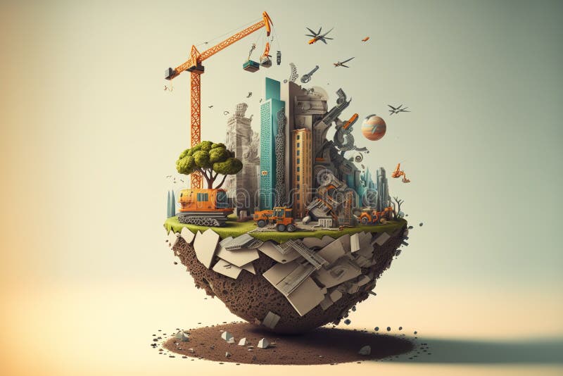 Construction of the World stock illustration. Illustration of black ...