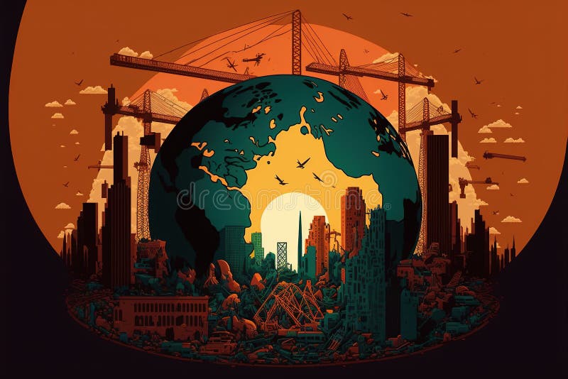 Construction of the World stock illustration. Illustration of globe ...