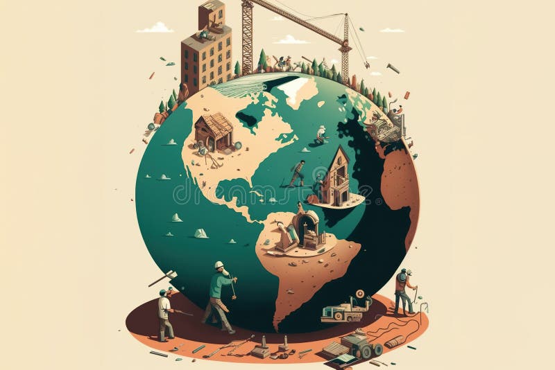 Construction of the World stock illustration. Illustration of dark ...