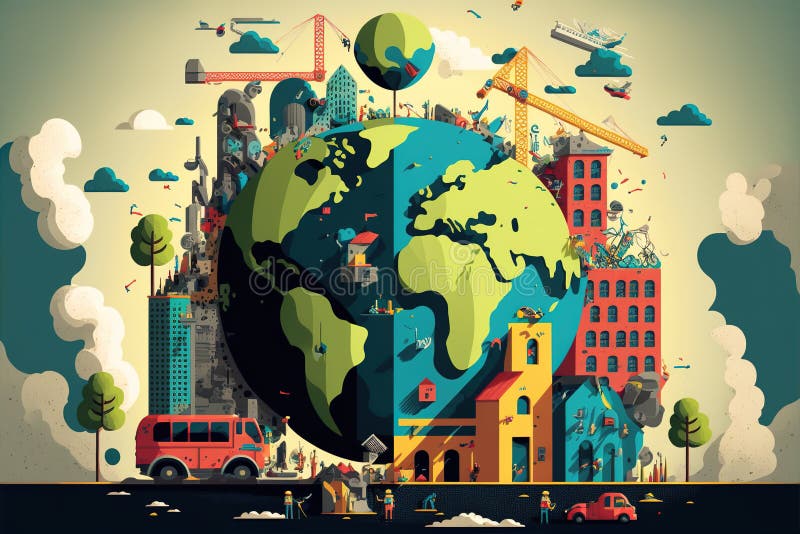 Construction of the World stock illustration. Illustration of ...