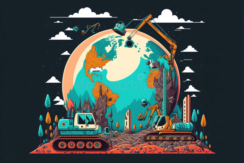 Construction of the World stock illustration. Illustration of continent ...