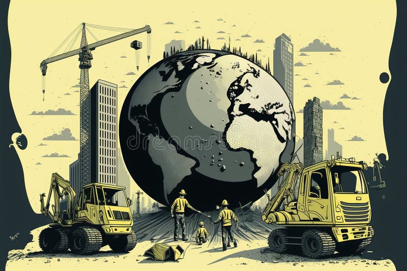 Construction of the World stock illustration. Illustration of geography ...