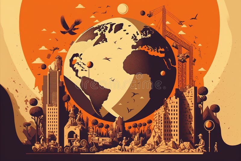 Construction of the World stock illustration. Illustration of global ...