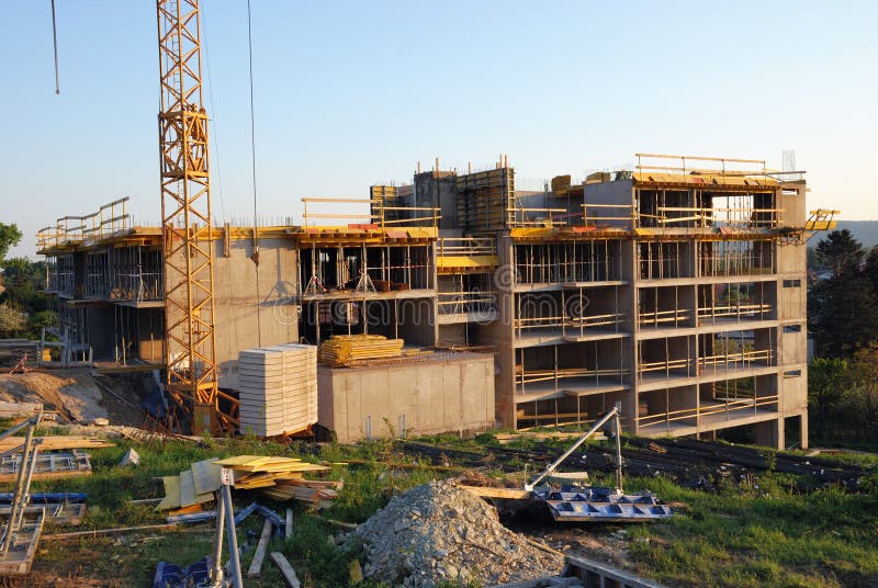 Construction yard stock image. Image of wall, crane, walls - 5040547