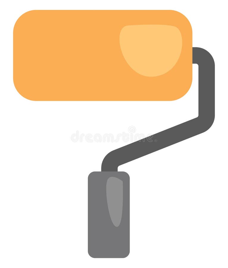 Construction Yellow Paint Roller, Icon Stock Vector - Illustration of ...