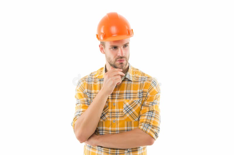 Construction You Can Count on. Construction Worker on White Stock Image ...