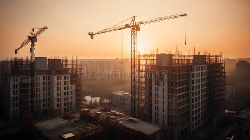 A Construction Zone for Apartment Complex Building Being Build with a ...