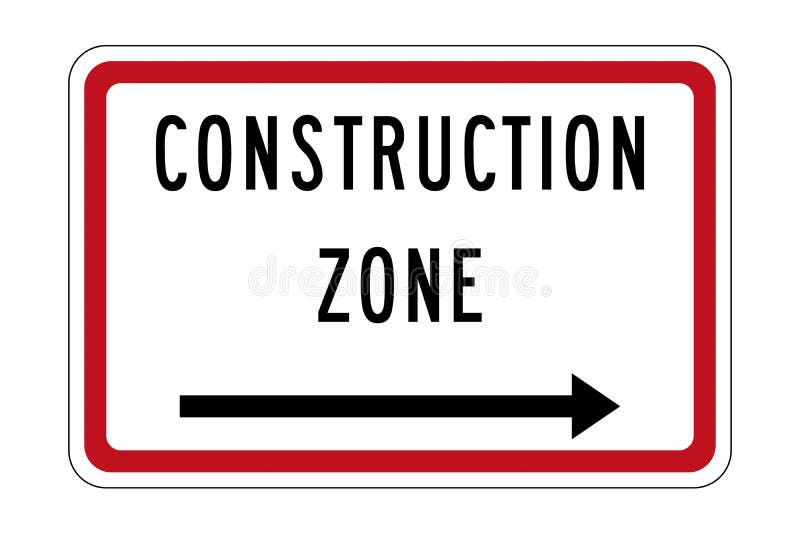 Construction Zone Road Sign Stock Illustration - Illustration of ...