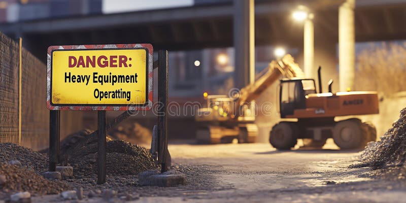 Construction Zone Showing Bright ?DANGER: Demolition in Progress? Sign ...