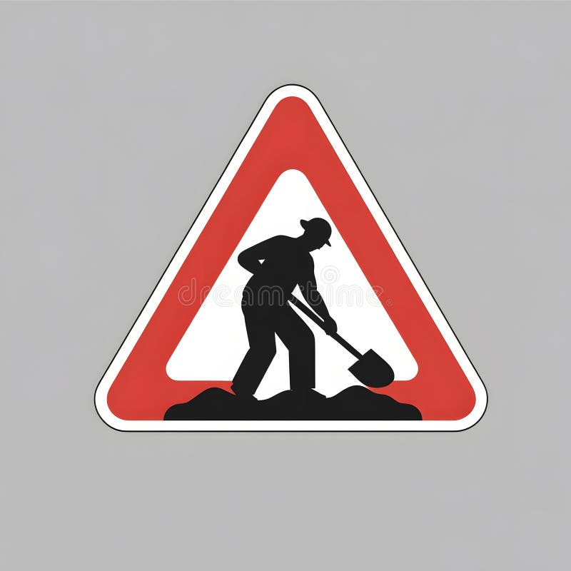 Work in Progress Sign Worker Digging with Shovel Stock Illustration ...