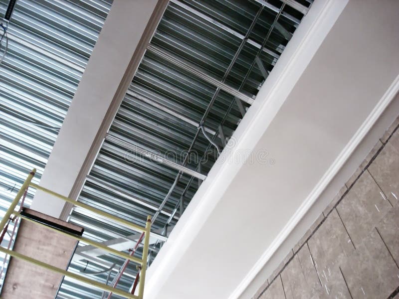 Constructions Ceiling Building Stock Image - Image of pipe, room: 77808441