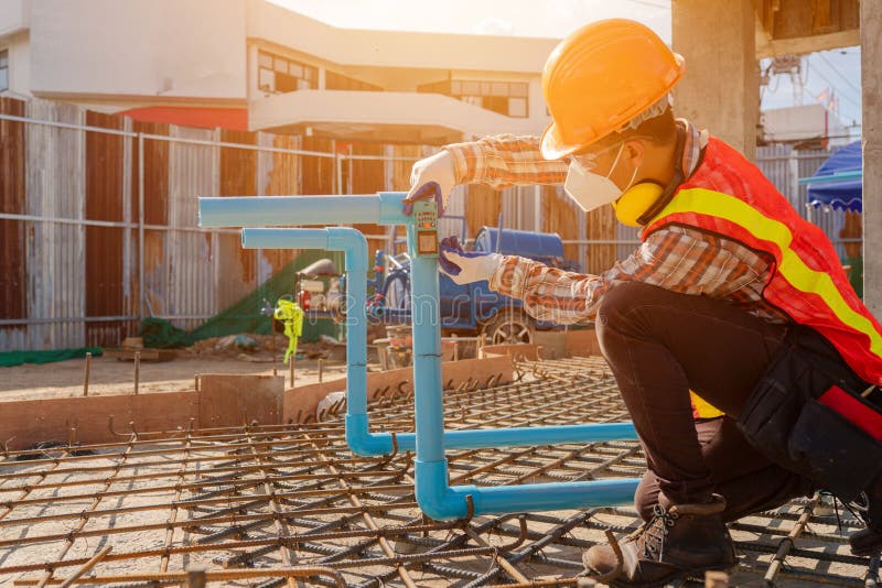 Constructions Concept Worker at the Construction Site Stock Photo ...